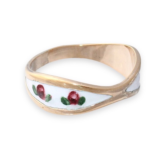 Jewelry | Vintage Vargas Rose Enamel Ring Size 6 Gold Vermeil Sterling ...